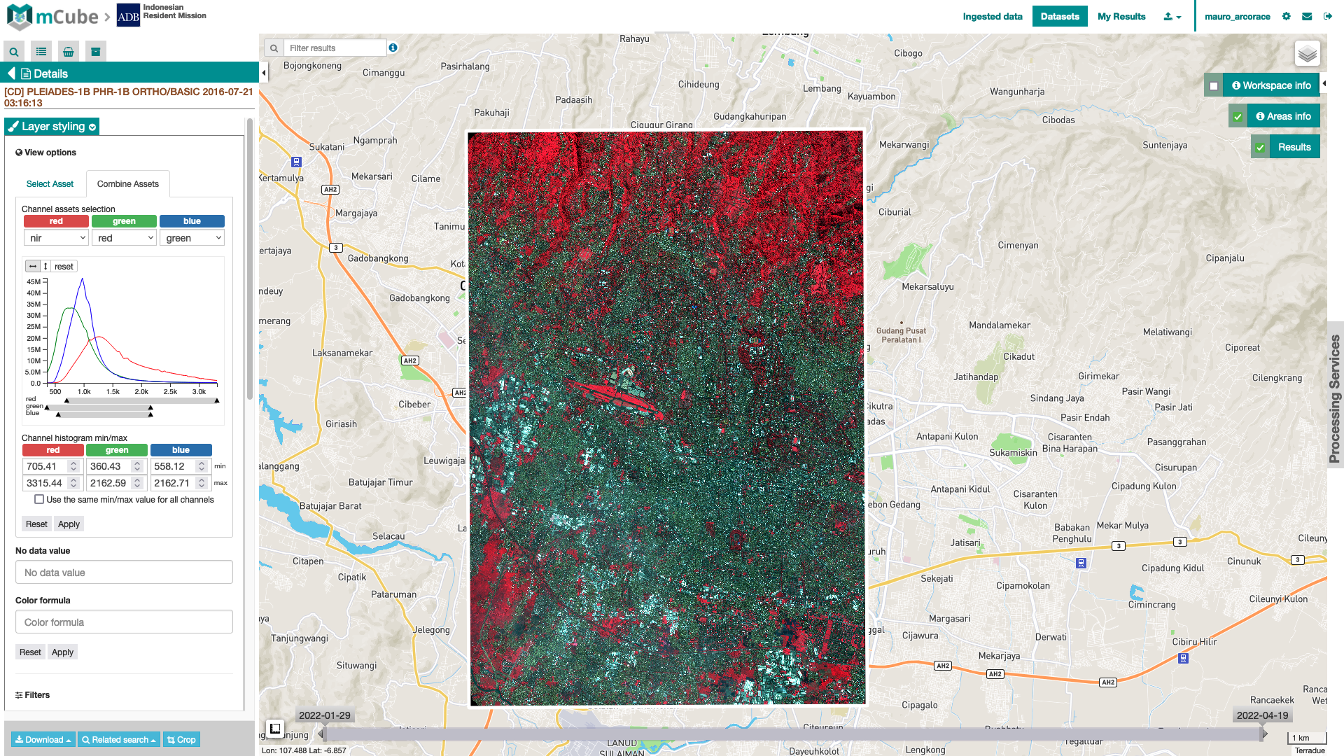 Titiler widget - Multi Mission Mapper - mCube