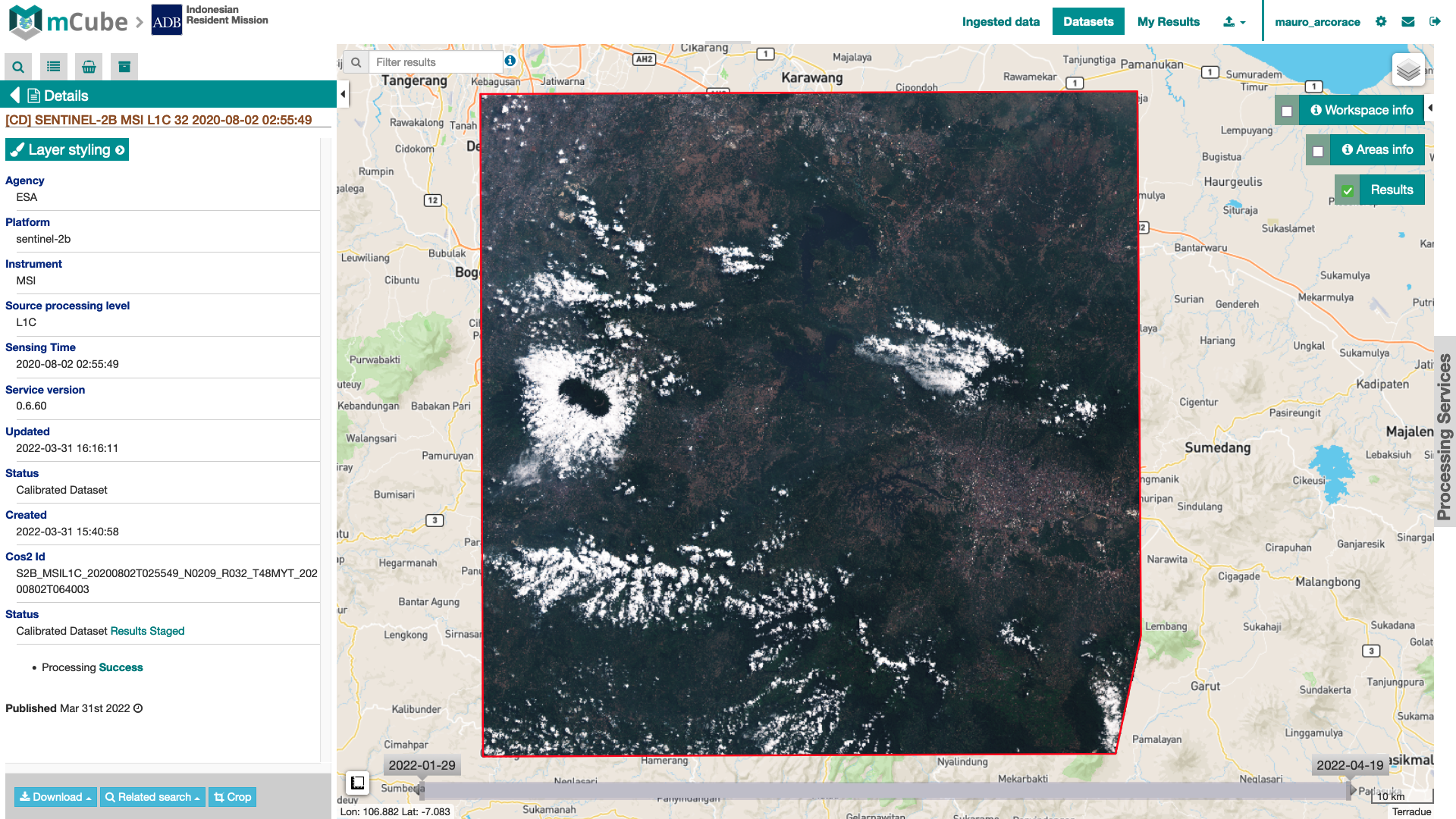 Titiler widget - Multi Mission Mapper - mCube