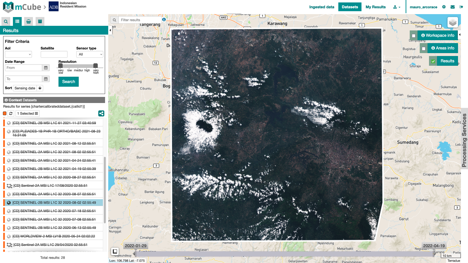 Titiler widget - Multi Mission Mapper - mCube